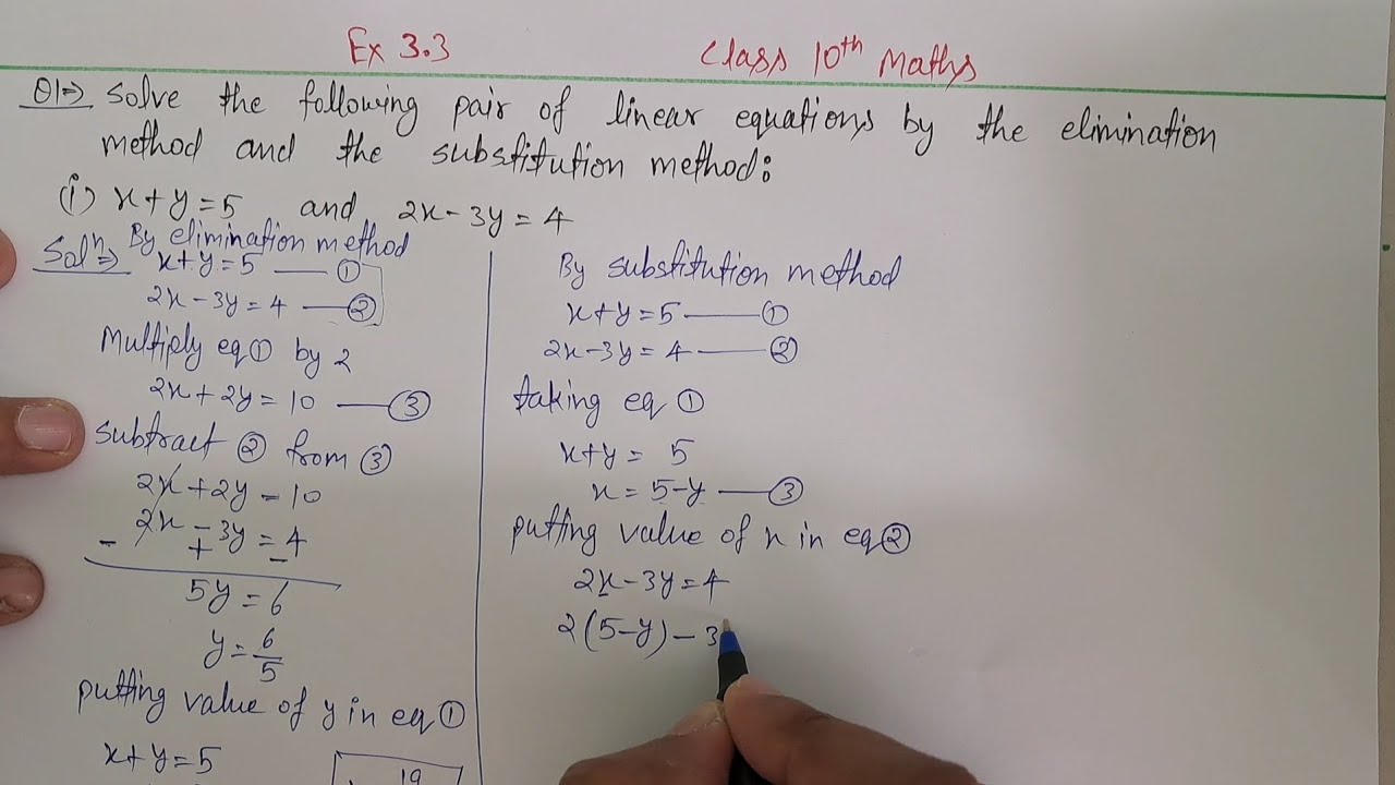 Ex 33 Q1 Iii Chapter 3 Pair Of Linear Eq In Two Var Class 10th 4366