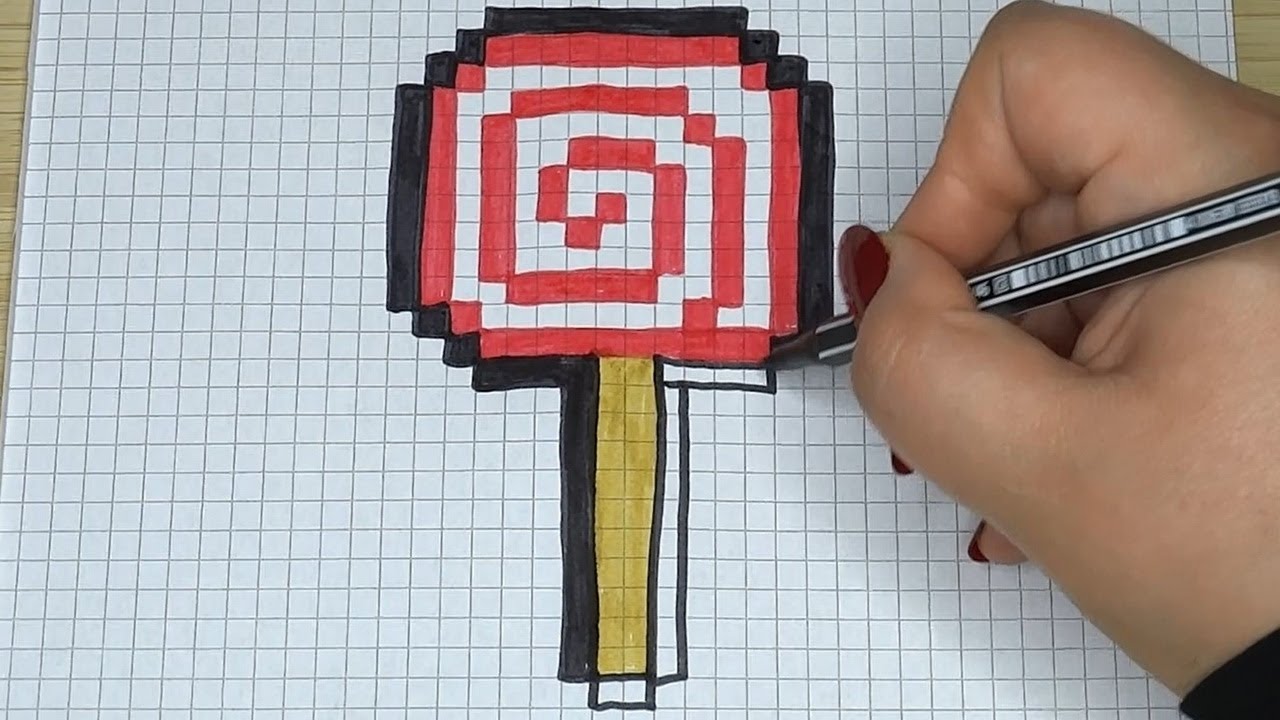DIY Handmade Drawing Pixel Art | How to draw a cute Lolly | Easy Sweets ...
