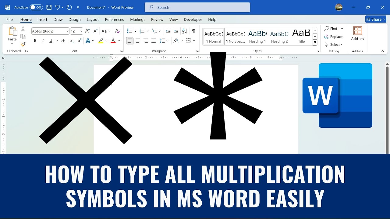 How To Type All Multiplication Symbols In MS Word Easily - YouTube