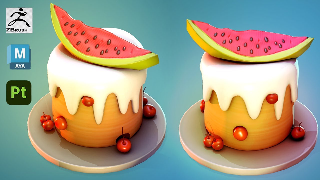 3D Modeling a Stylized Watermelon Cake with Zbrush, Maya, and Substance ...
