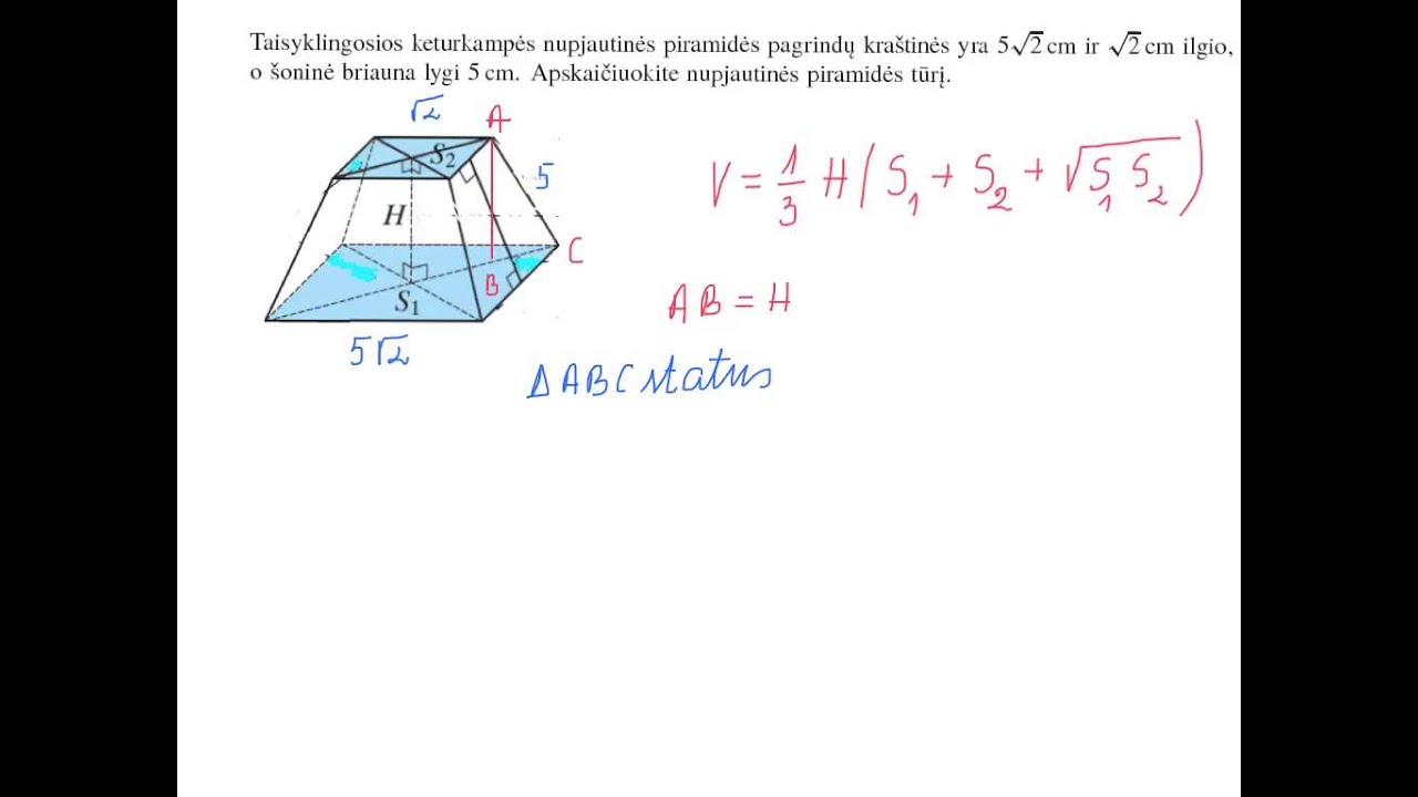 Nupjautinė piramidė, nupjautinis kūgis - YouTube