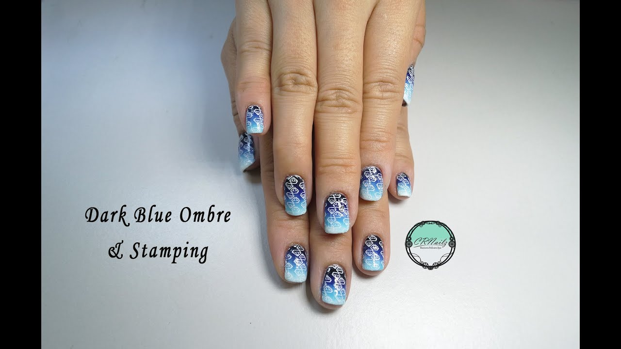 Dark Blue Ombre + Diamond Stamp - YouTube