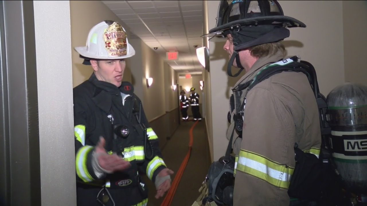 Local fire departments take part in high-rise training - YouTube