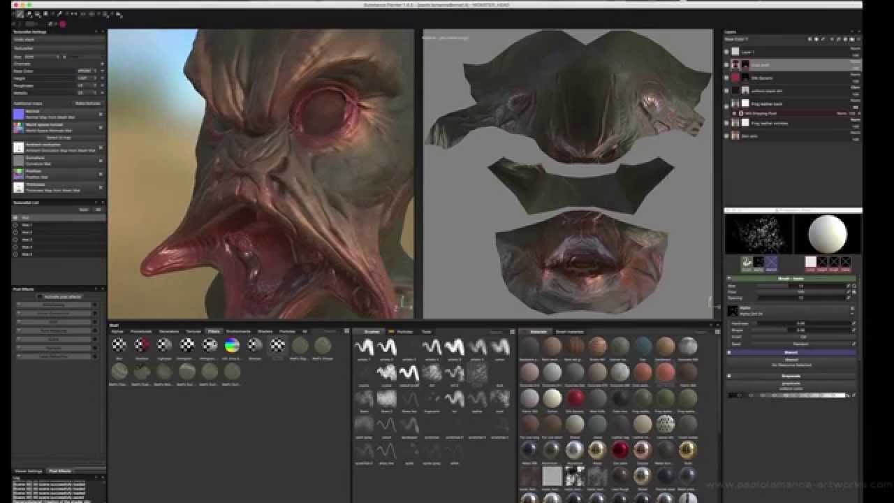 PAINTING Monster's head in SUBSTANCE PAINTER - YouTube