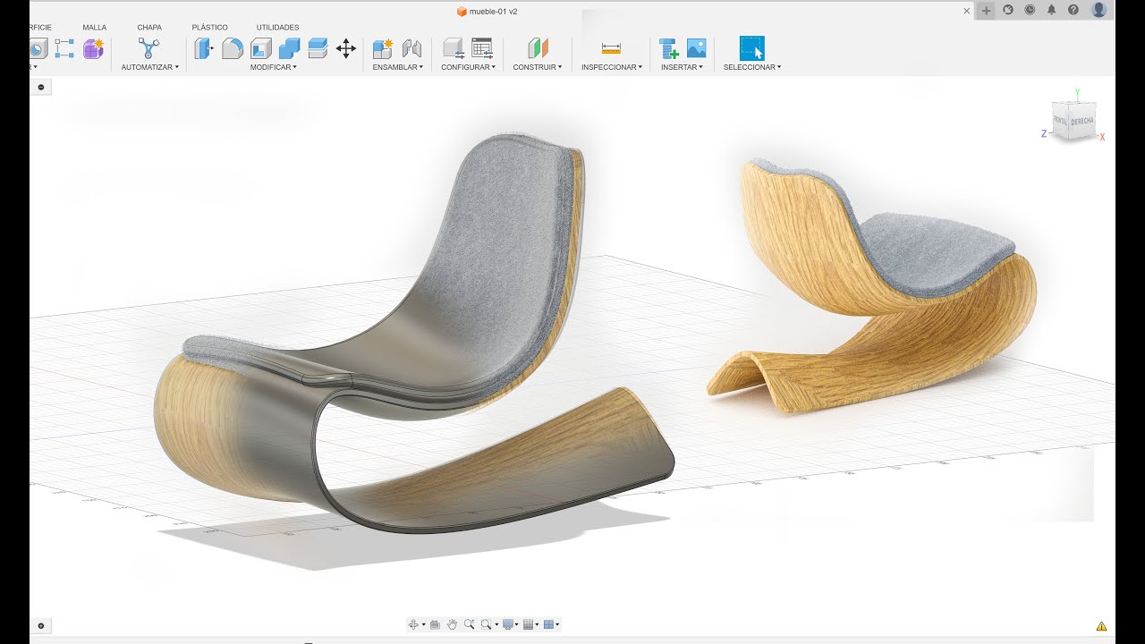 Fusion 360: Silla orgánica en madera plegada - YouTube