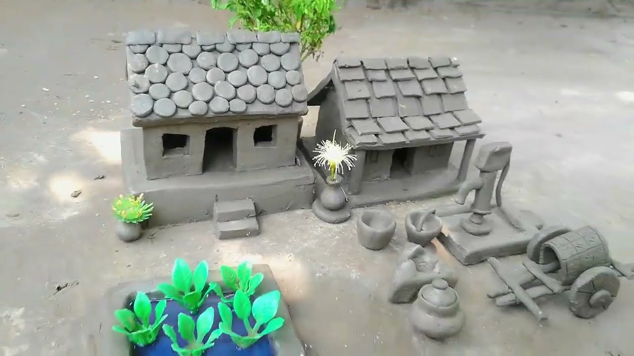 how to make mini clay house / build diy miniature clay house / amazing ...