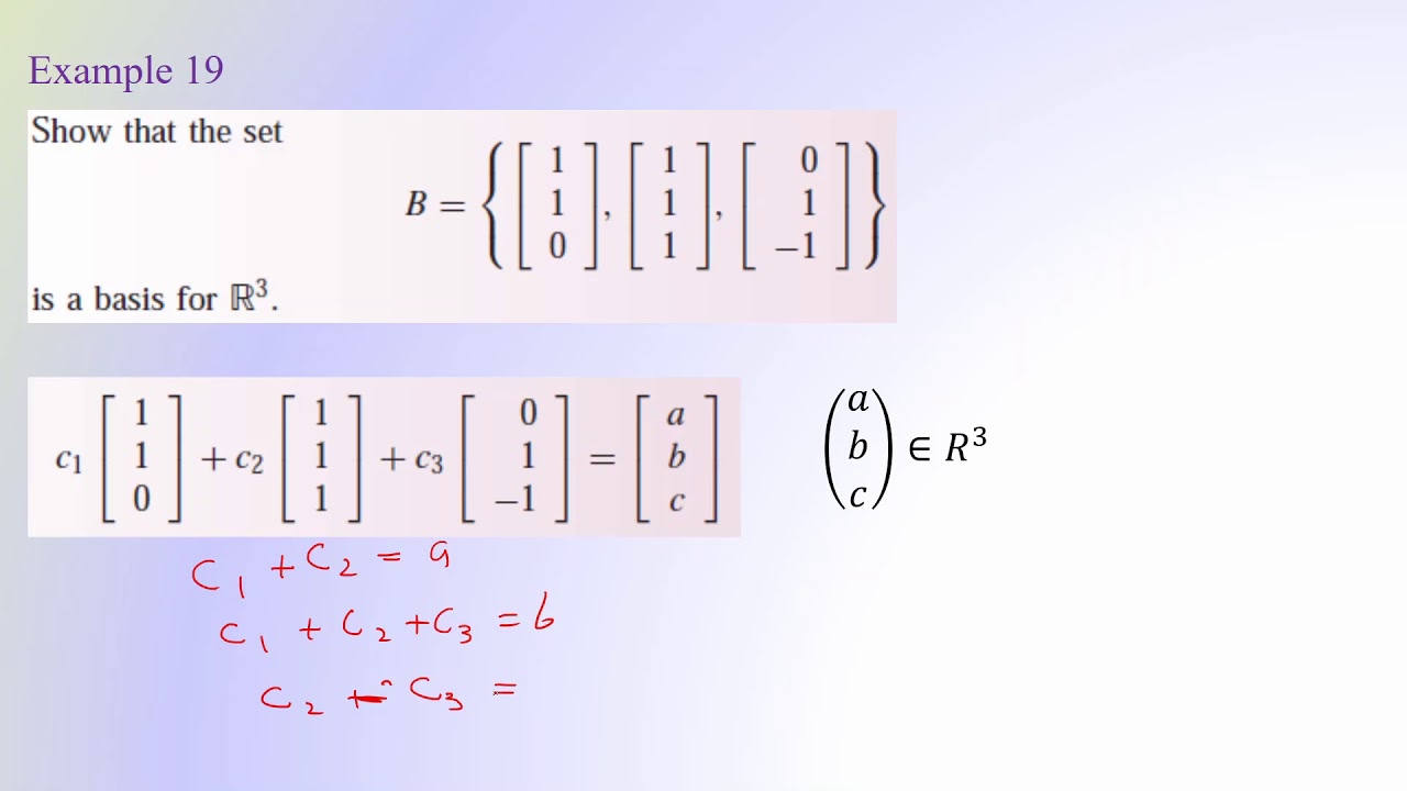 Basis And Dimension Of A Vector Space Youtube