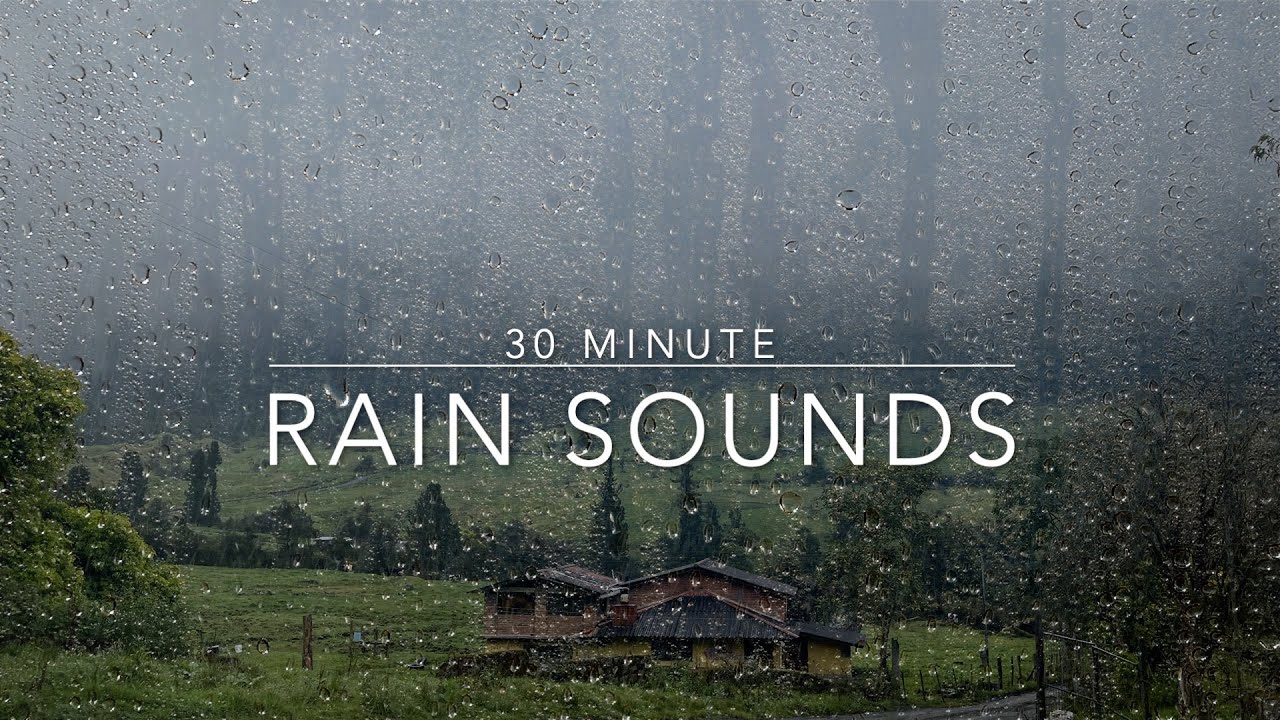 30 Minute Heavy Rain - Short heavy rain on glass - Rain sounds for ...