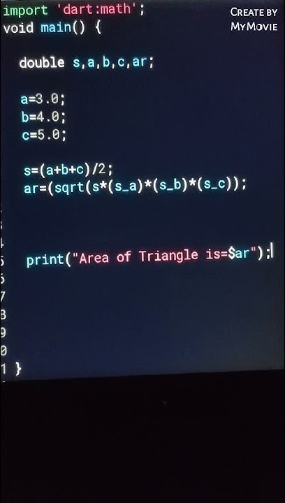 sqrt function of dart: math calculate area of Triangle in Dart - YouTube