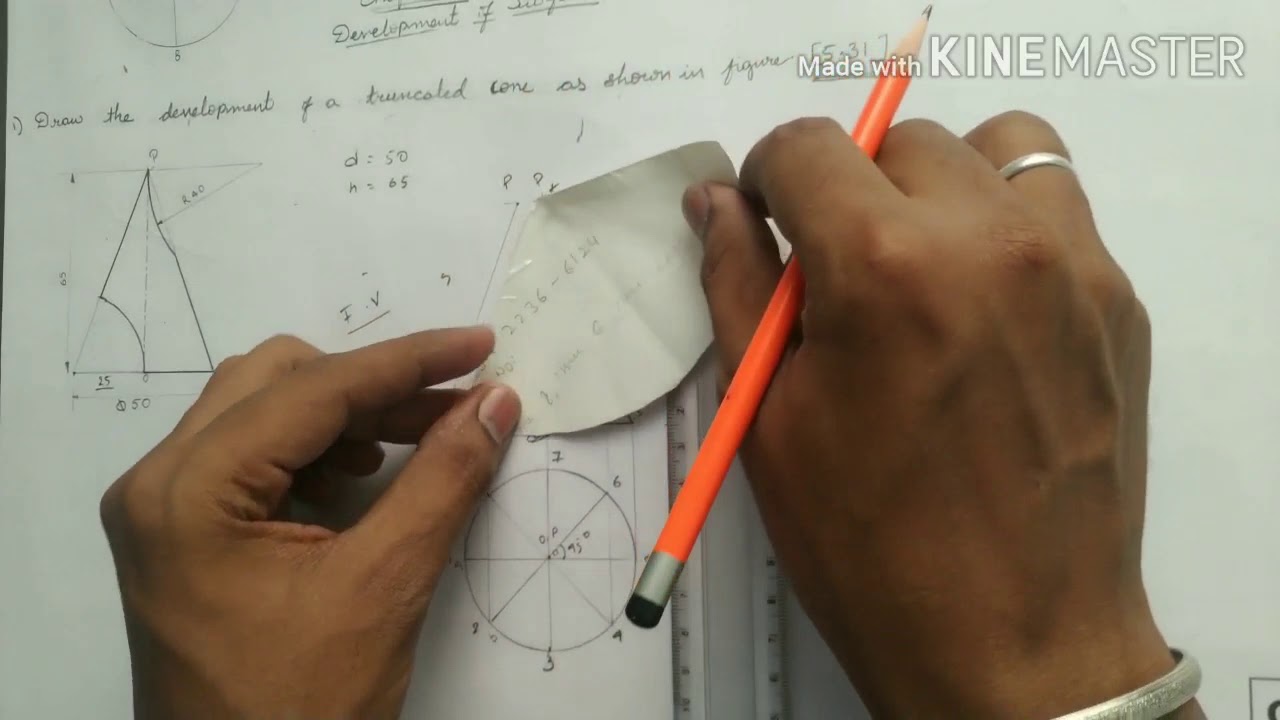 Development of surface of a cone | Radial development of surfaces ...