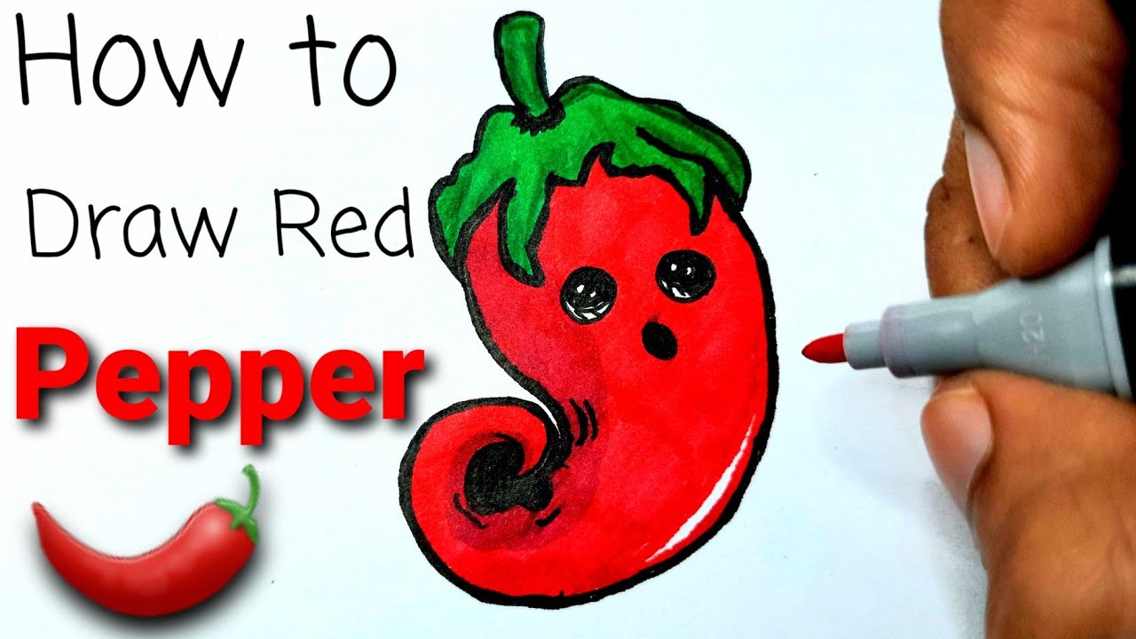 How to Draw a Cute Red Pepper 🌶 (Easy to Draw) - YouTube