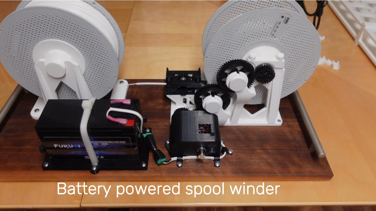 Battery powered filament spool rewinder - YouTube