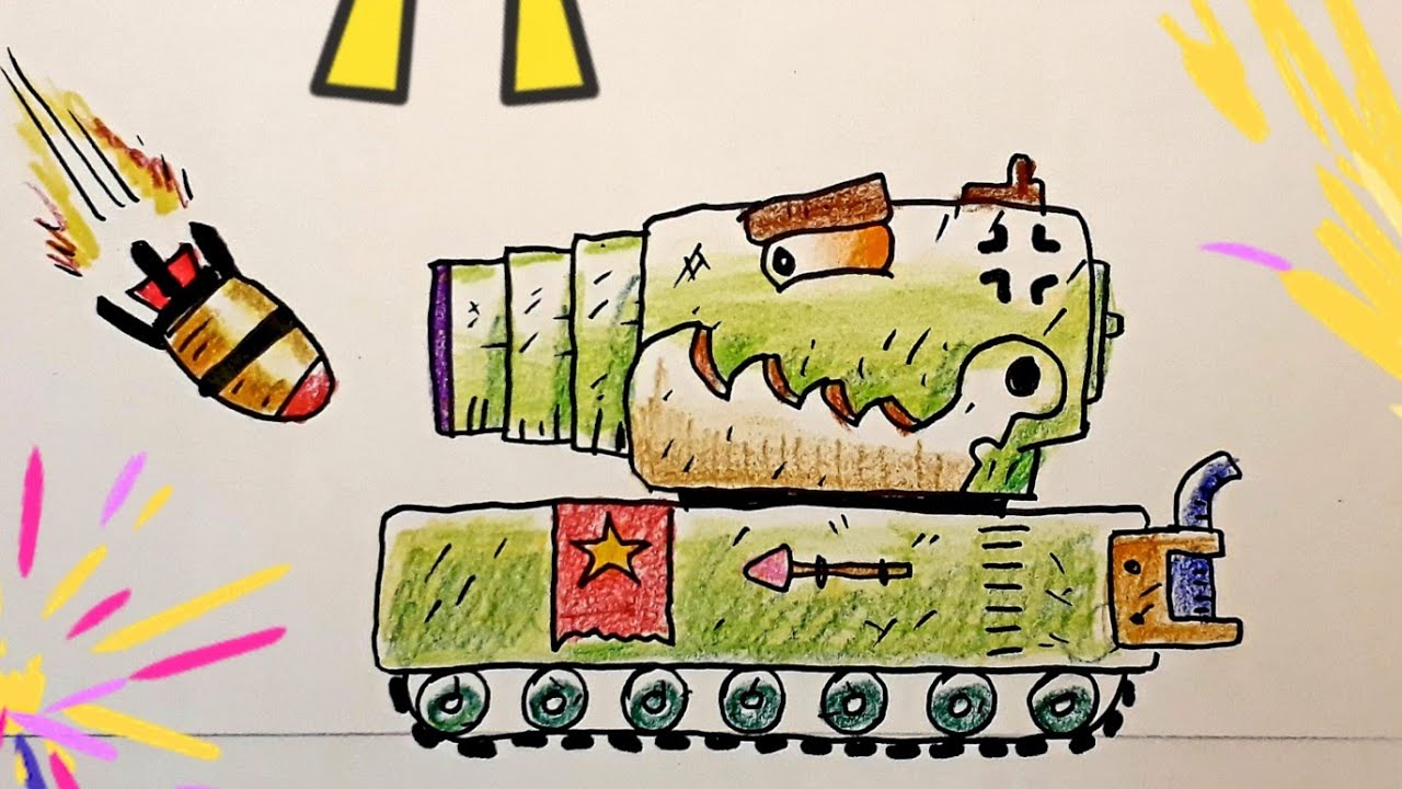วาดรูปรถถัง | Cartoon tank ,, monster tank drawing - YouTube