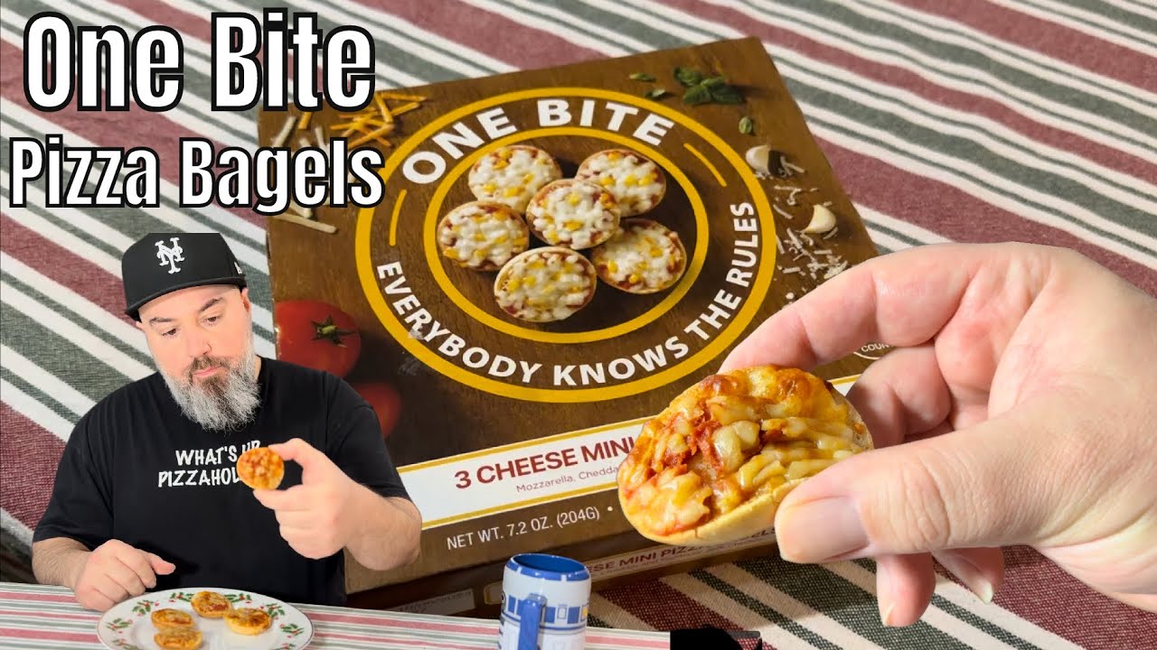 Frozen Pizza review: ONE BITE PIZZA BAGELS (3 CHEESE) - YouTube