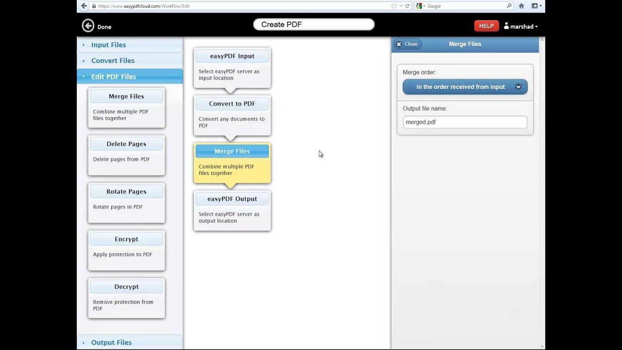 Creating a Workflow to Convert and Merge | easyPDF Cloud - YouTube