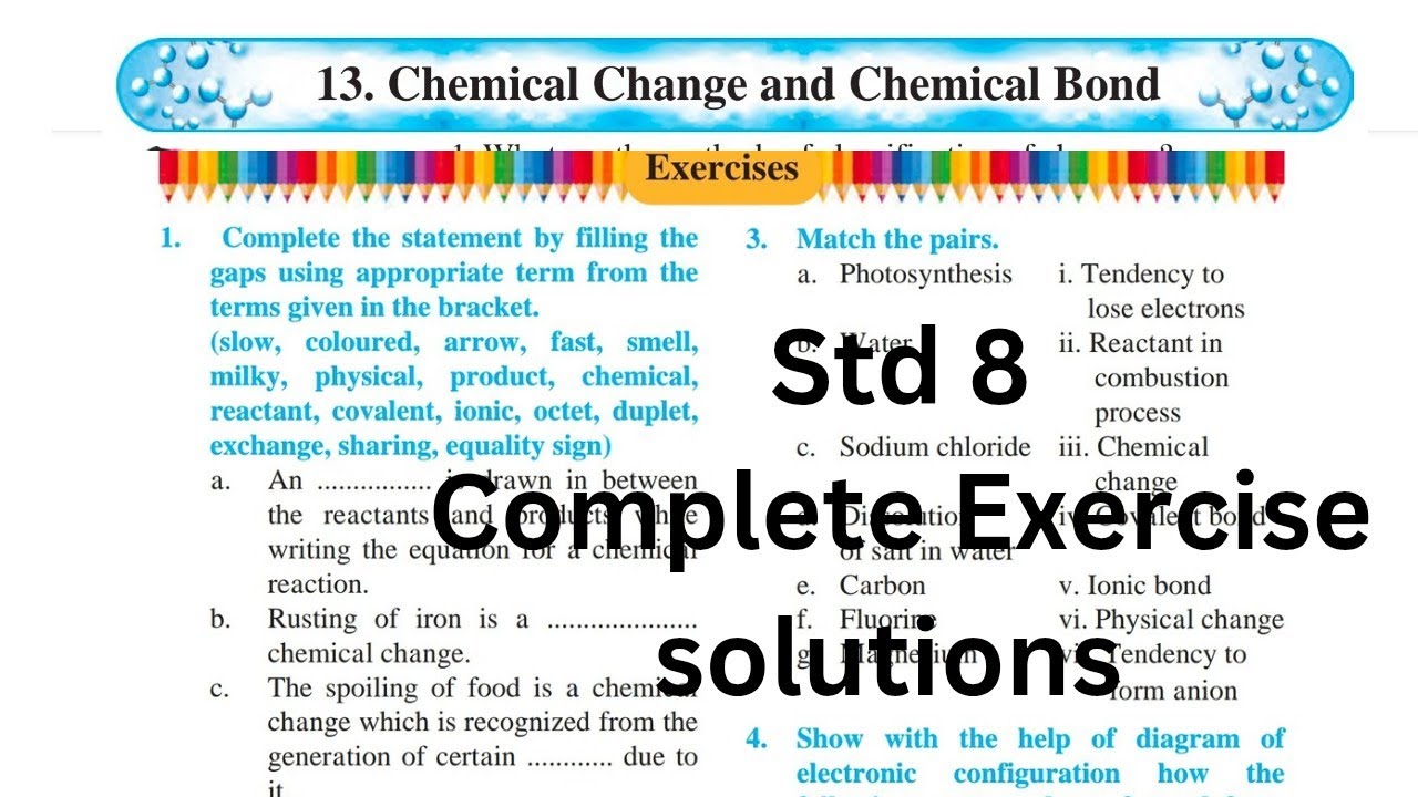 L.13 Chemical Change and Chemical Bond | Exercise Solutions | Std 8 ...