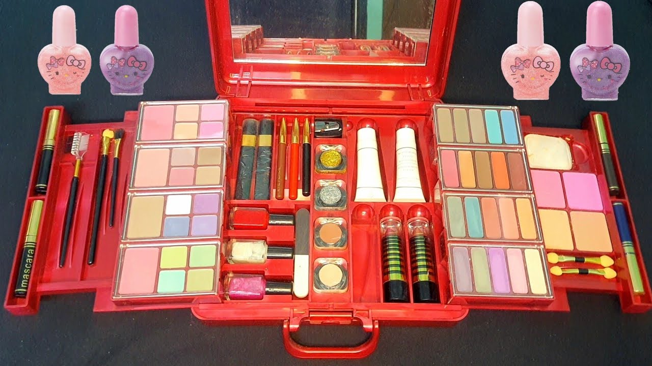 OMG Unboxing Hello kitty Rose Makeup kit | Satisfying with Unboxing ...