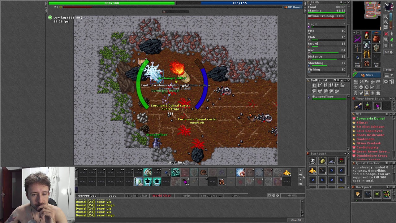Tibia #158- HUNT Party x2 - Stonerefiners (knight + sorcerer) - YouTube