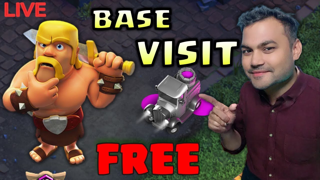 LIVE BASE VISITING | FREE STARRY ORE | FREE GIVEAWAY | COC GAMEPLAY ...