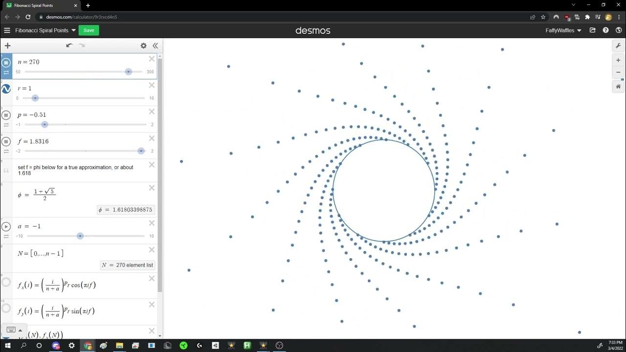 Hypnotic Fibonacci Spirals - Desmos - YouTube