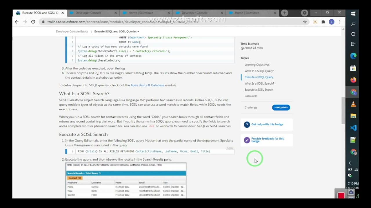 Execute SOQL and SOSL Queries-Trailhead Challenge - YouTube