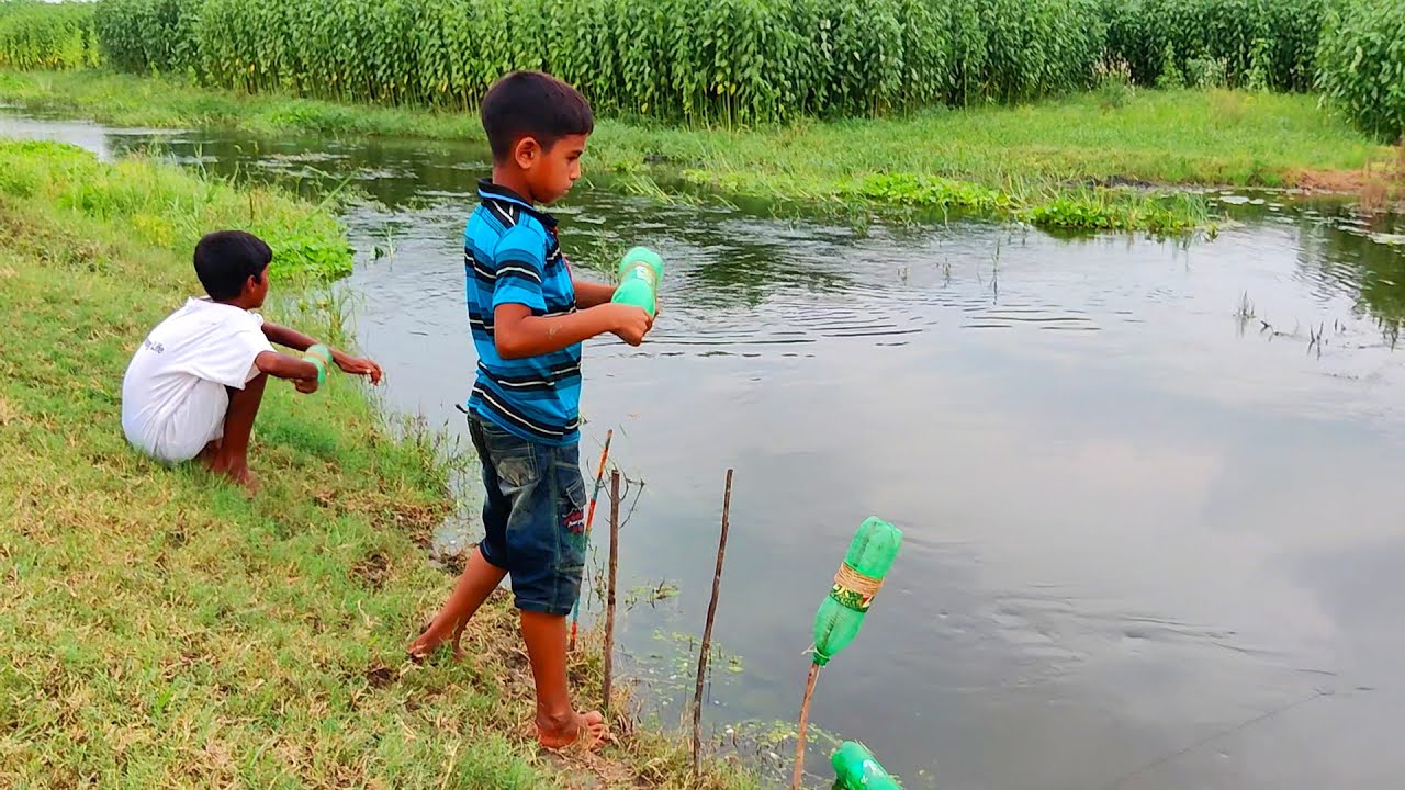 Amazing bottle fish trap | Two smart boy catch fish using plastic ...