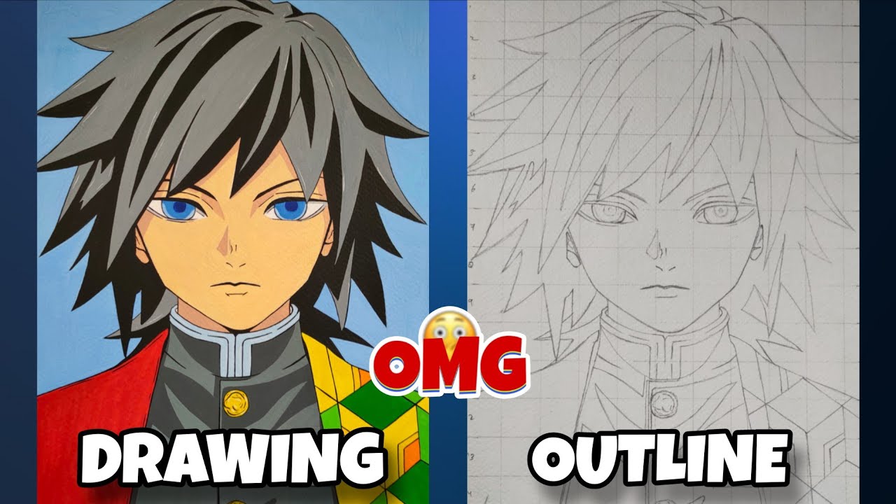 Giyu Tomioka Full Drawing Tutorial With Watercolors || Anime Character ...