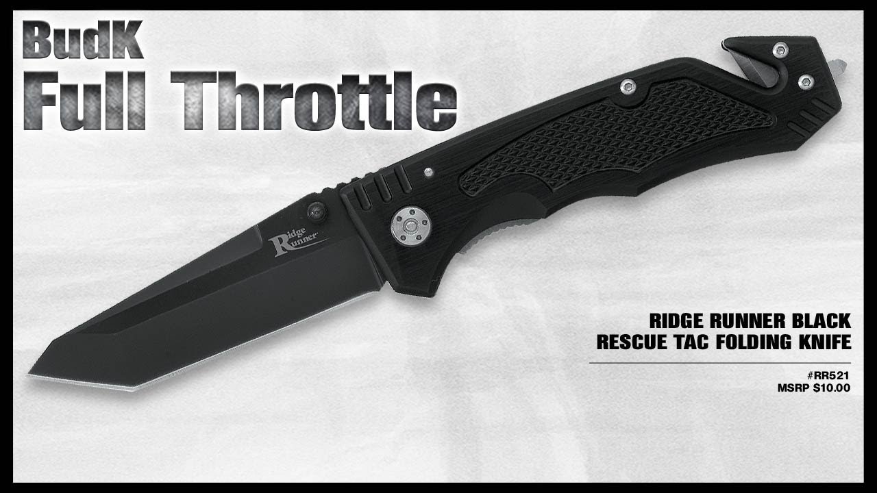Ridge Runner Black Rescue Tac Folding Knife - YouTube