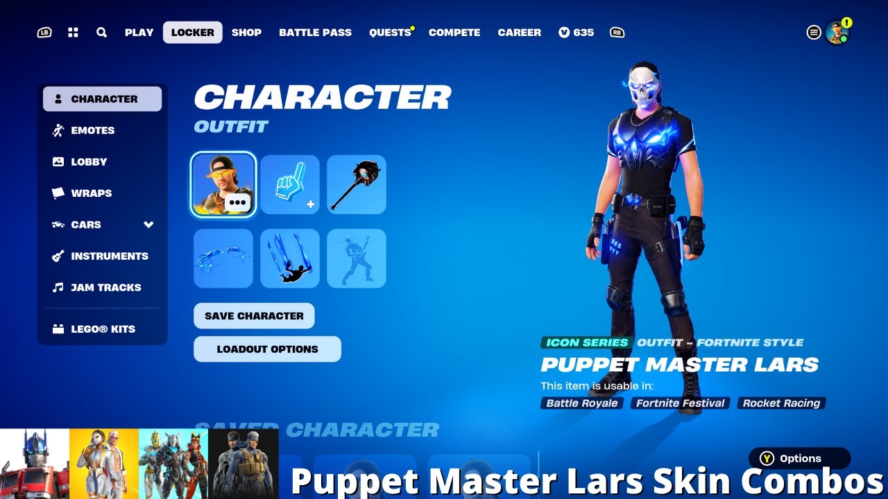 Puppet Master Lars Skin Combos (Fortnite Battle Royale) - YouTube