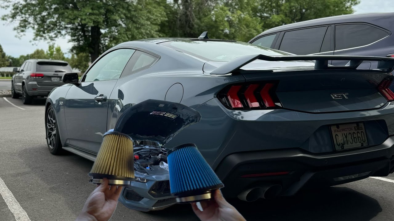 Steeda High Flow Intake Filter install On 2024 Mustang GT - YouTube