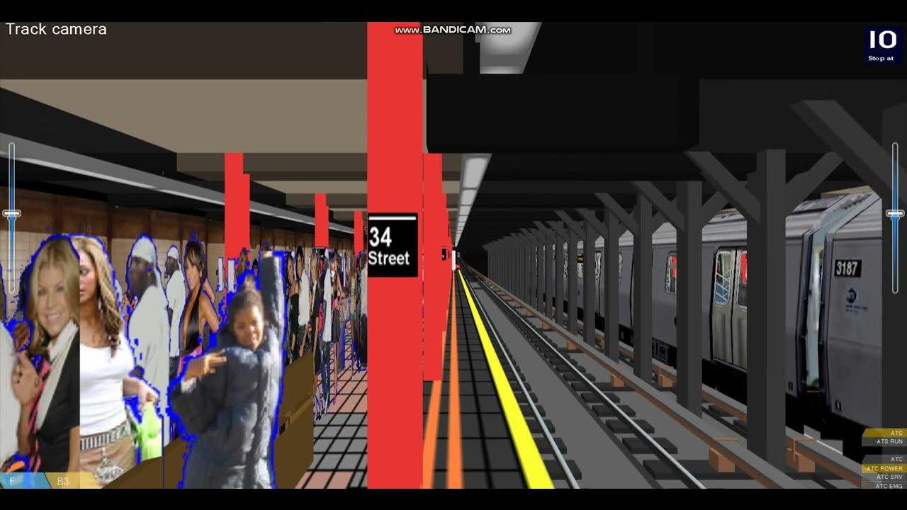 OpenBVE R179A V7 Alstom Q train arriving & departing at 34th Street Herald Square - YouTube