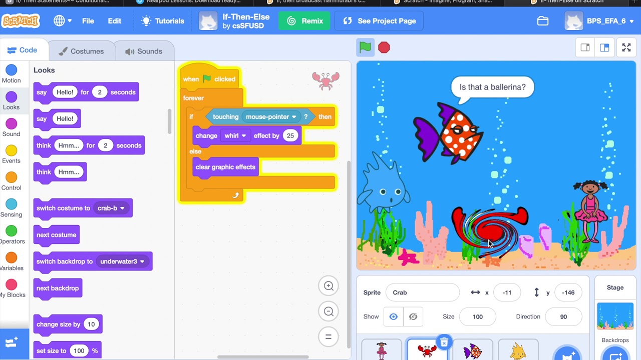 Using if/ then (if/ else) statements to create effects in/ on each ...