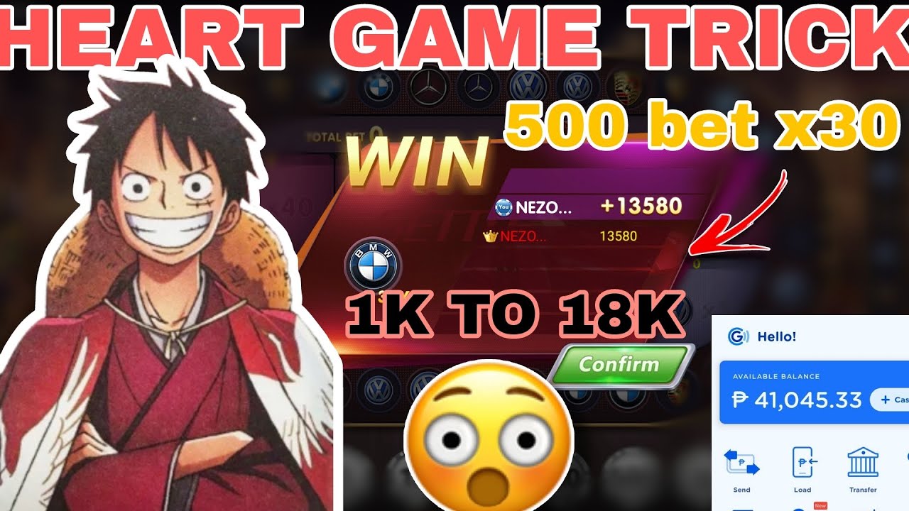 HEART GAME TRICKS EASY MONEY TALAGA DITO || 1K TO 18K ANG BILIS NG PERA ...