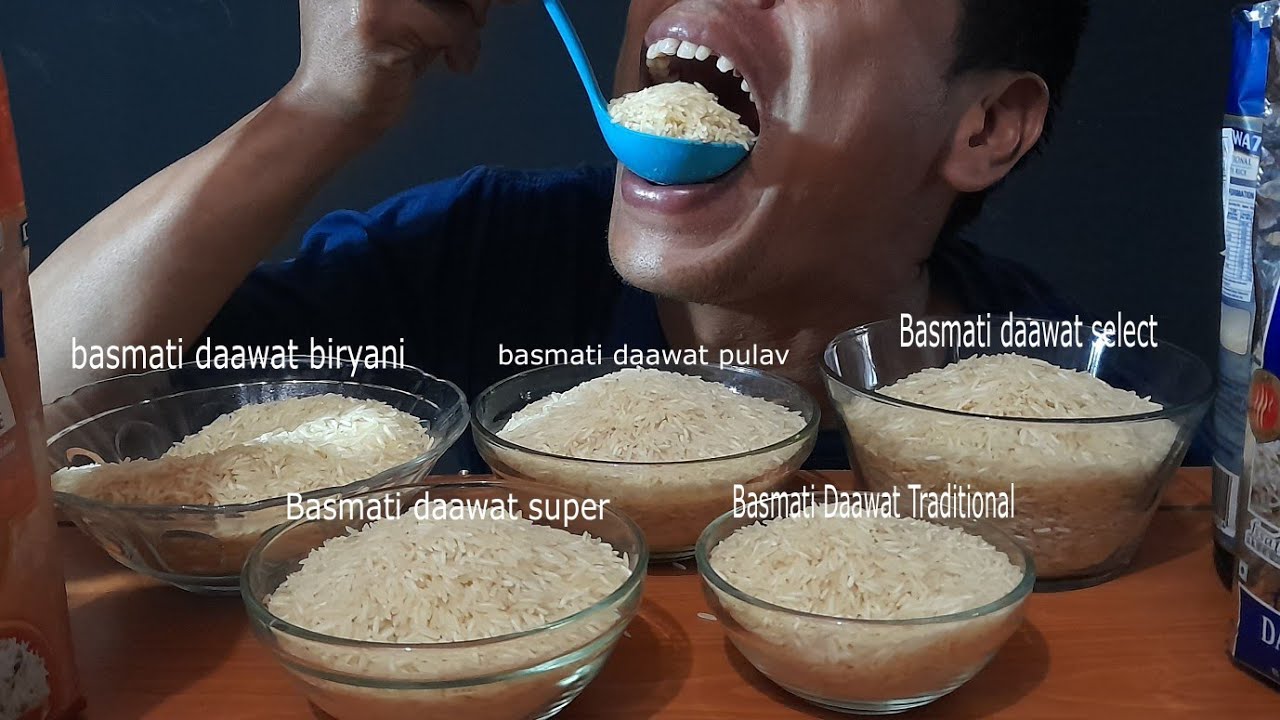 Suapan full || Asmr raw rice eating||review lima macam beras||basmati ...