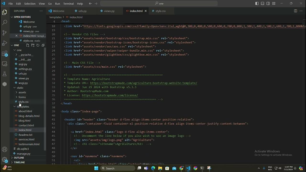 Web Development (django) template setup part 1 - YouTube