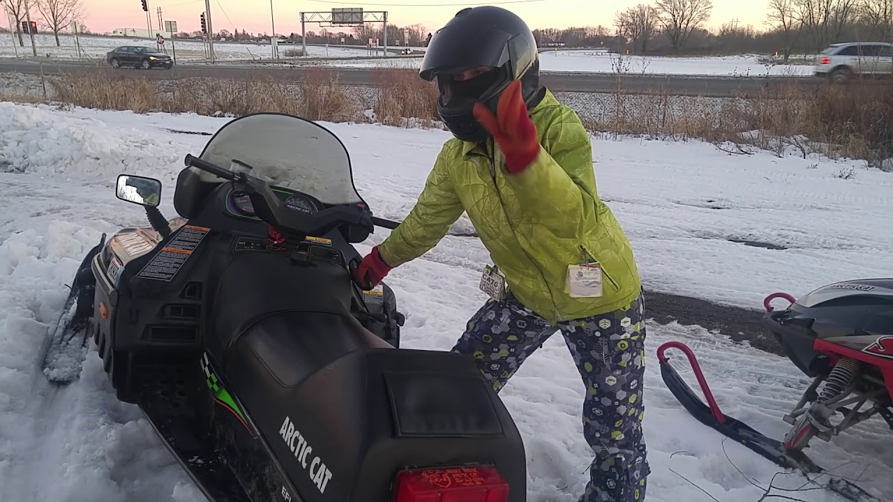 Lightweight pull start snowmobile - YouTube