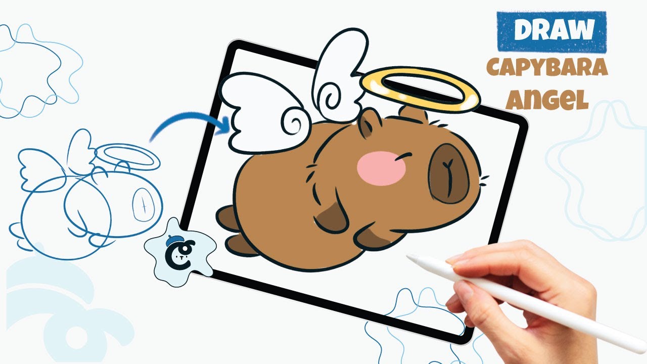 How To Draw a CAPYBARA ANGEL (Step-by-step) - YouTube