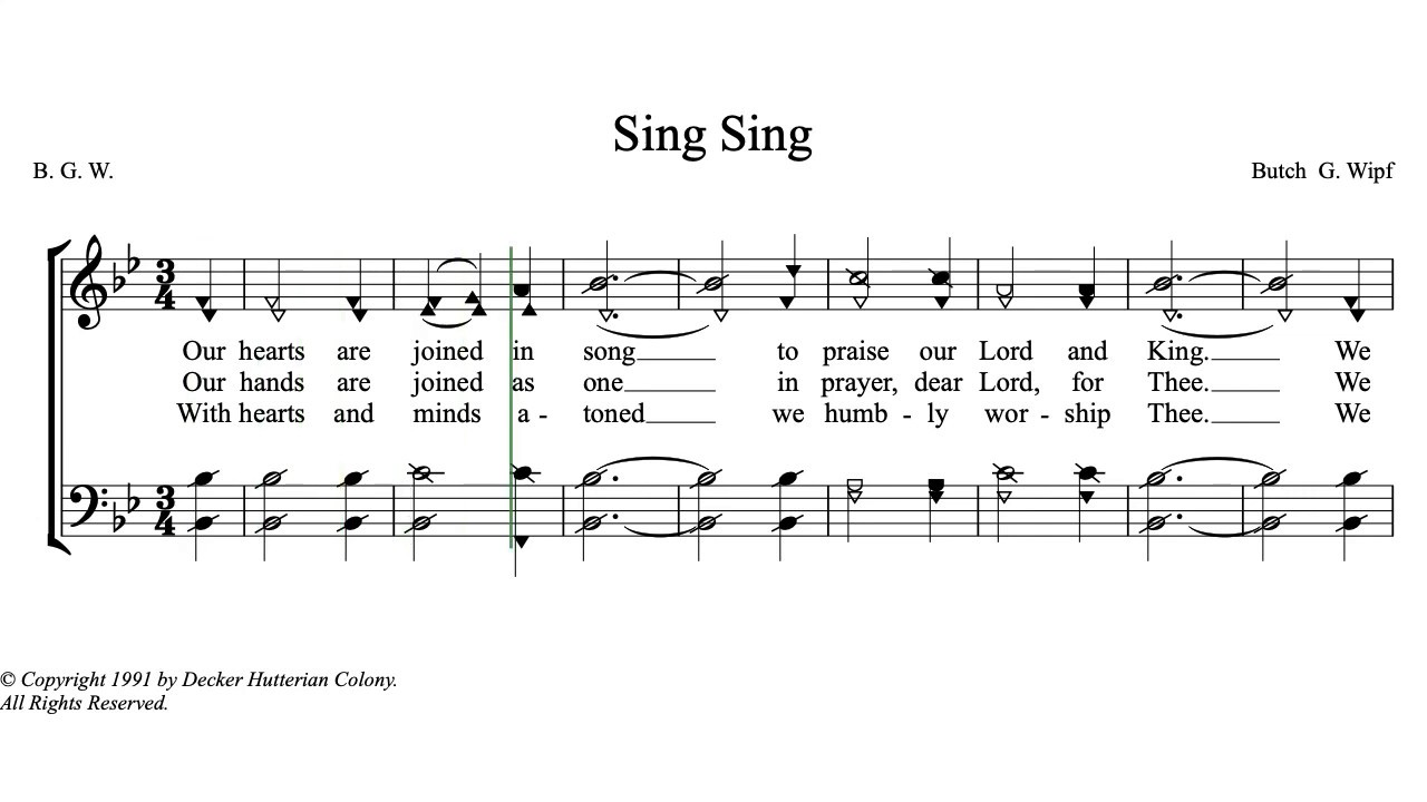 Sing Sing by Butch G. Wipf (a Hutterite Hymn) - YouTube