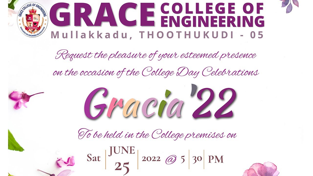 GRACE COLLEGE OF ENGINEERING - COLLEGE DAY CELEBRATIONS - GRACIA '22 ...