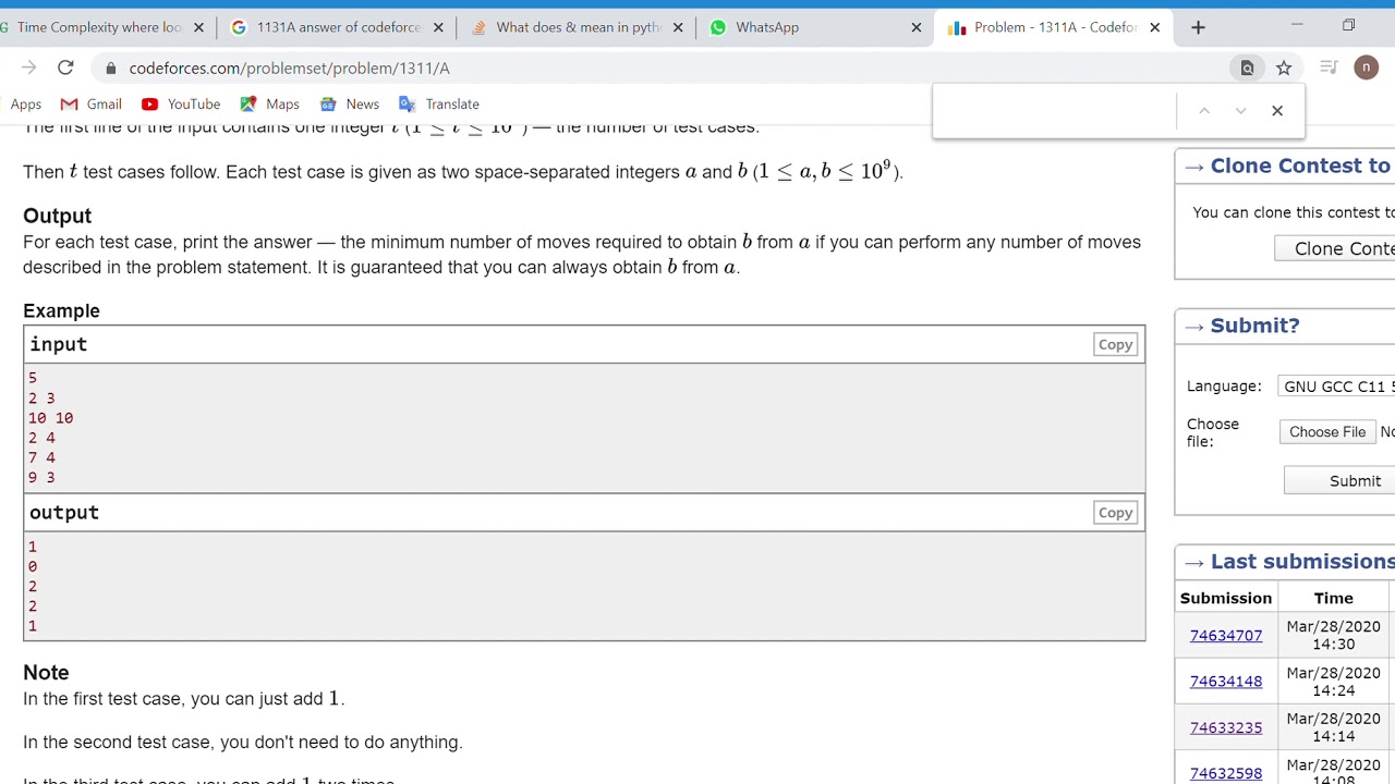 Problem 1311A Codeforces Google Chrome 2020 03 28 17 22 27 - YouTube