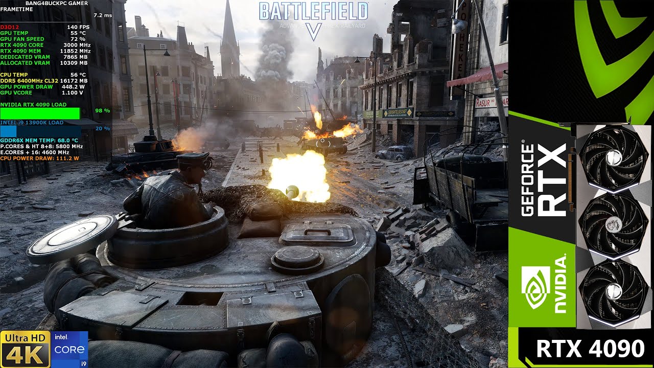 Battlefield V Ultra Settings, Ray Tracing 4K | RTX 4090 | i9 13900K 5 ...