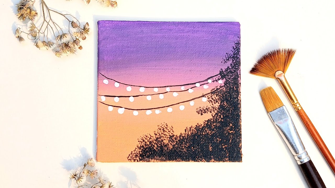 mini canvas painting painting-|| easy Drawing-step by step. #art # ...
