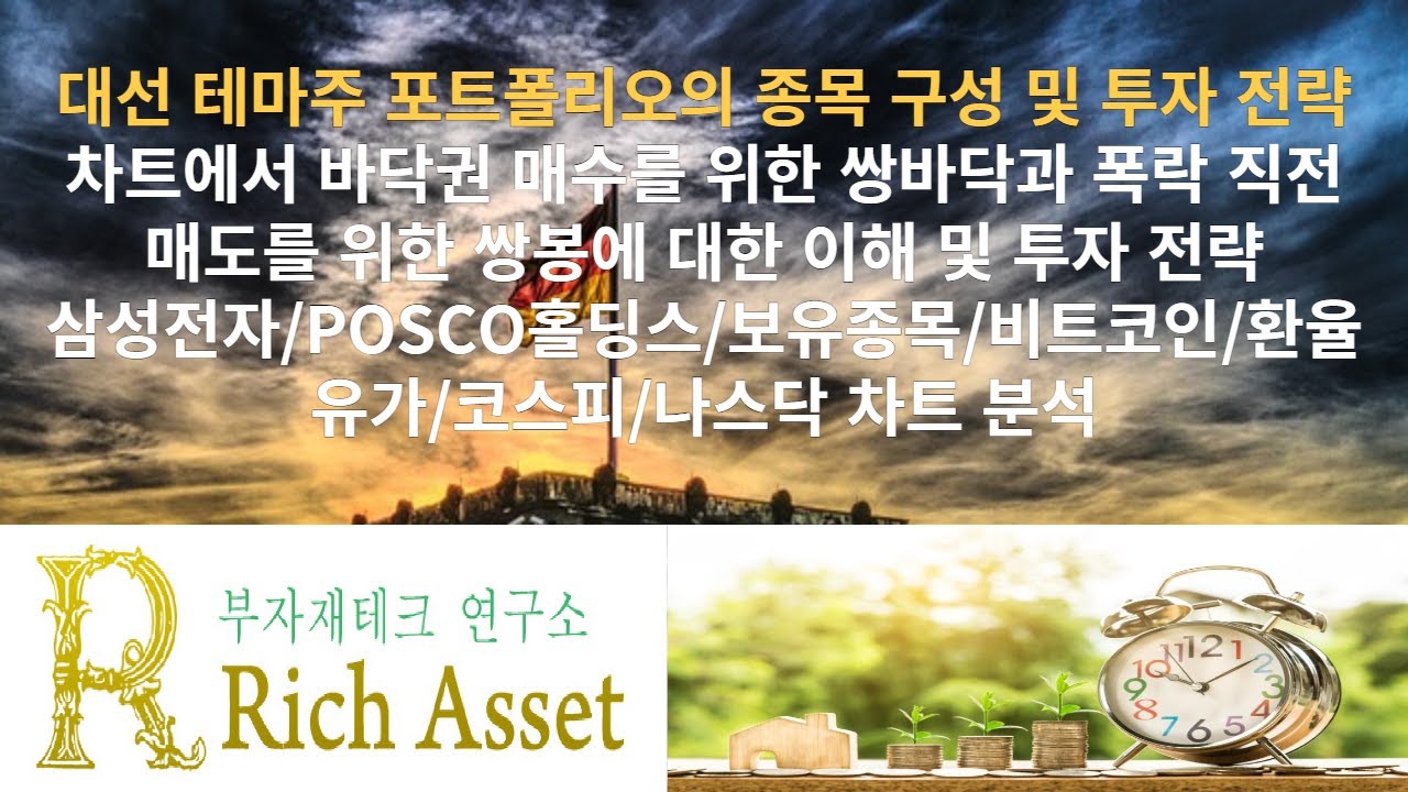 대선 테마주 포트폴리오의 종목 구성 및 성공적인 투자 전략차트에서 바닥권 매수를 위한 쌍바닥과 폭락직전 매도를 위한 쌍봉에