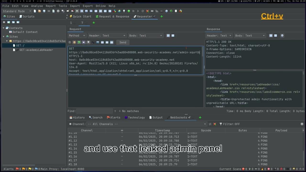 Portswigger Lab: Unprotected admin functionality with unpredictable URL with ZAP - YouTube