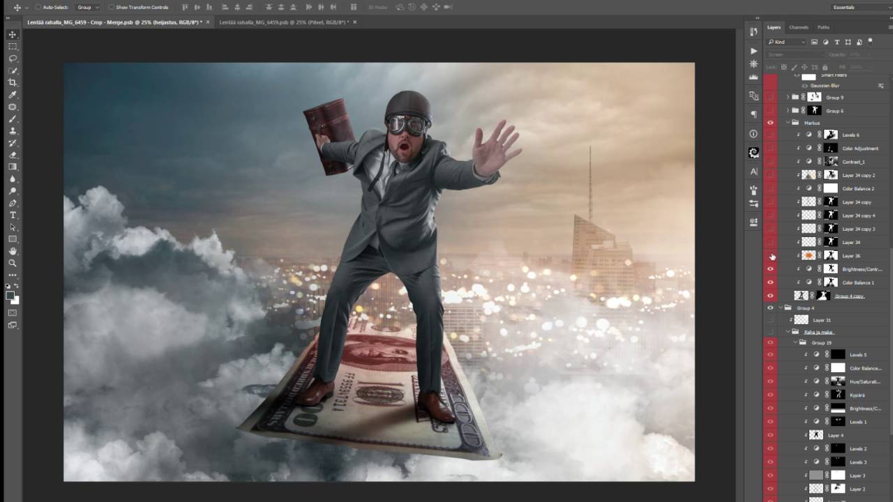 Flying Businessman - Photoshop tutorial (Layer by layer) - YouTube