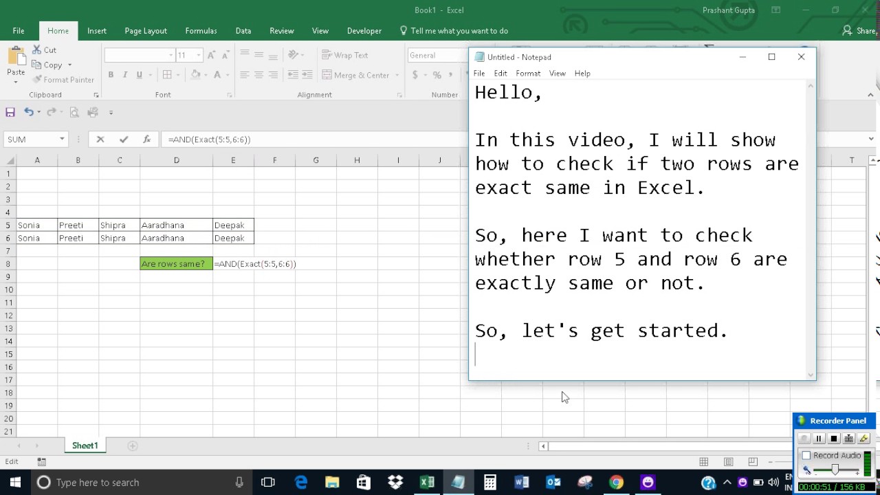 Find If Two Rows Are Exact Same In Excel YouTube find-if-two-rows-are-exact-same-in-excel-youtube