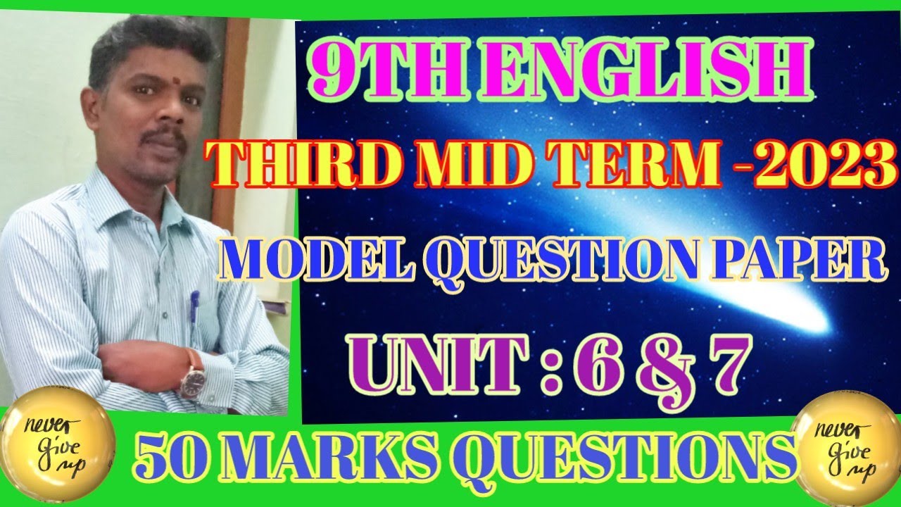 9TH ENGLISH THIRD MID TERM -2023 MODEL QUESTION PAPER -50MARKS QUESTION ...