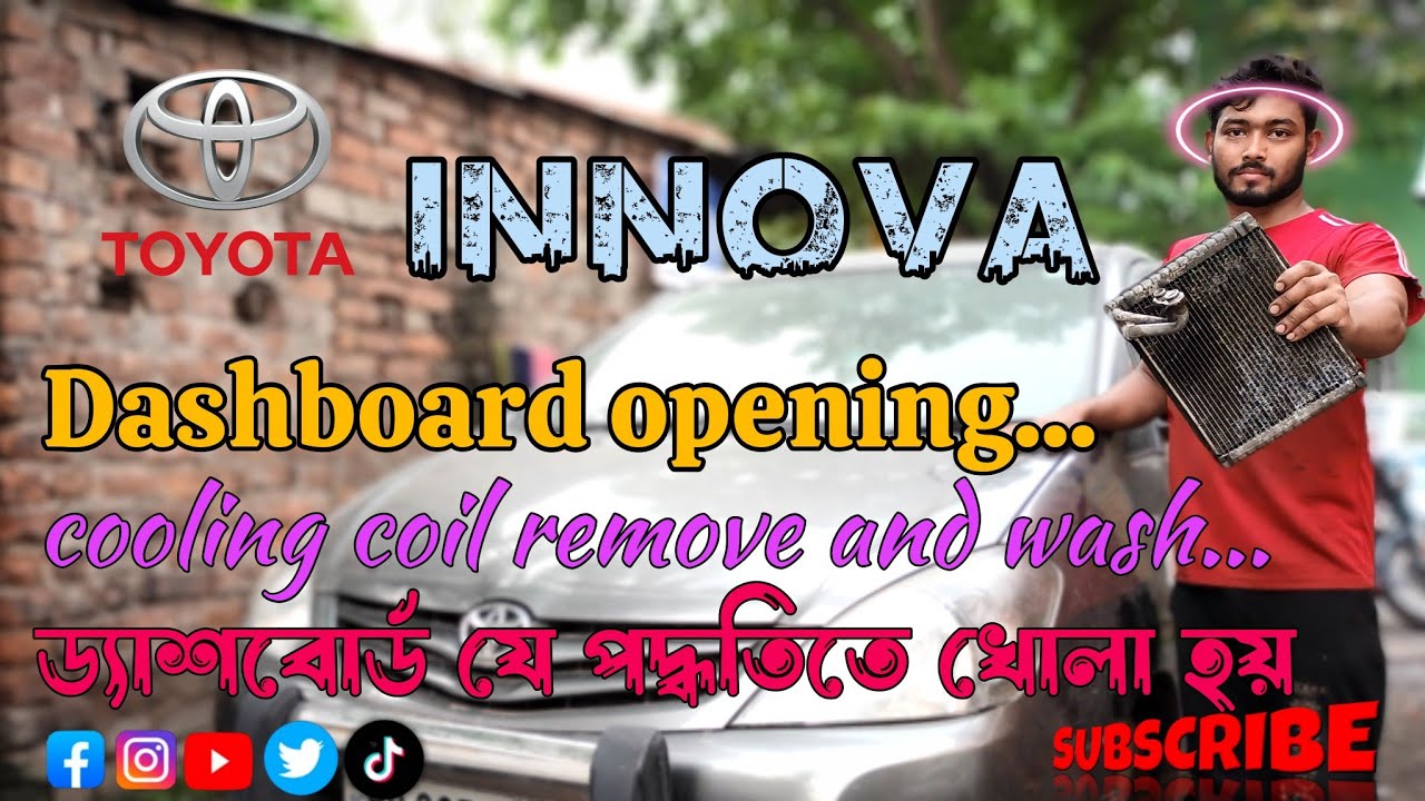 Toyota Innova dashboard opening cooling coil replace and wash - YouTube