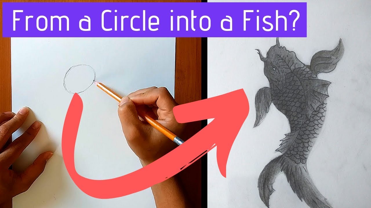Turning Circles into Fish || Koi Fish Drawing || Pencil Drawing - YouTube