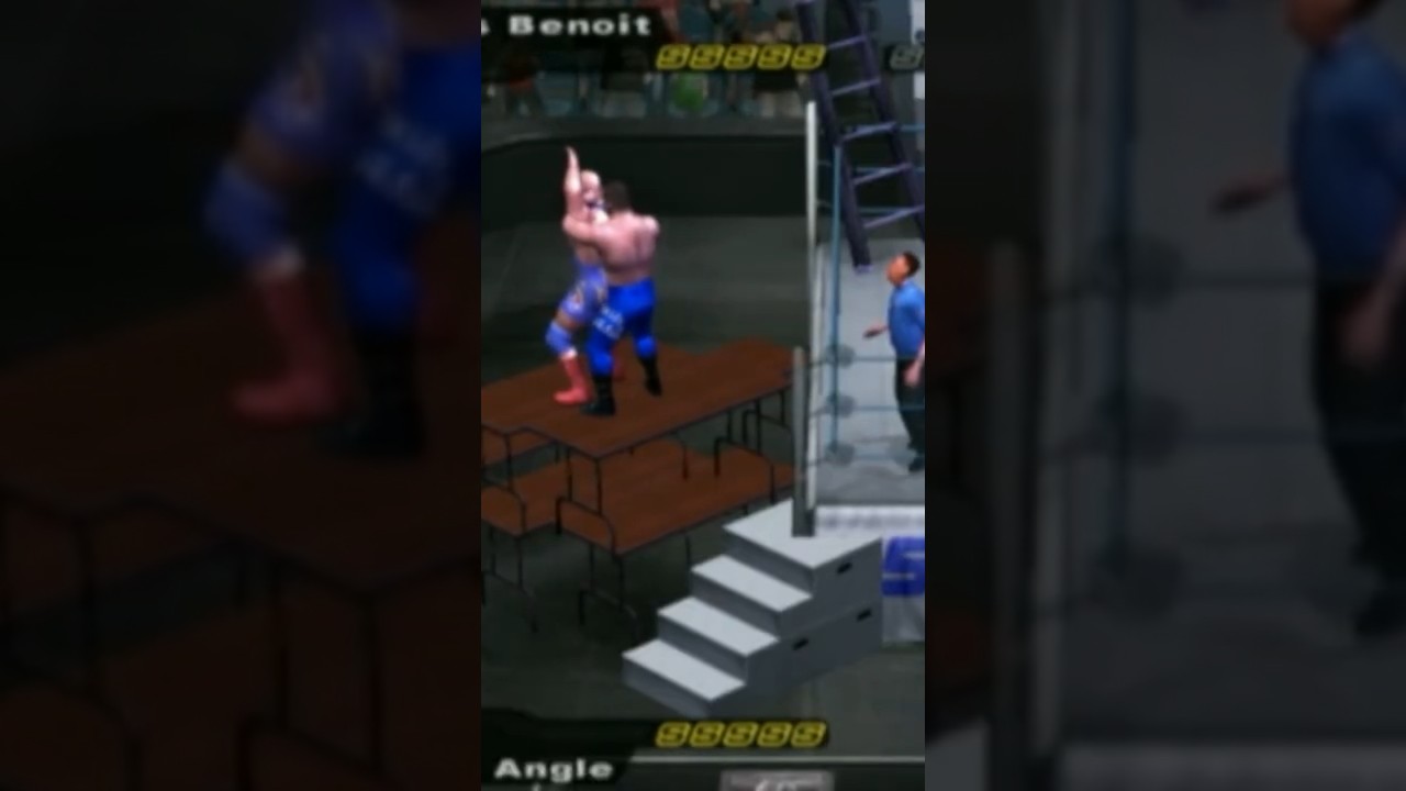 WWE Smackdown Here Comes the Pain Half and half suplex on steel steps # ...